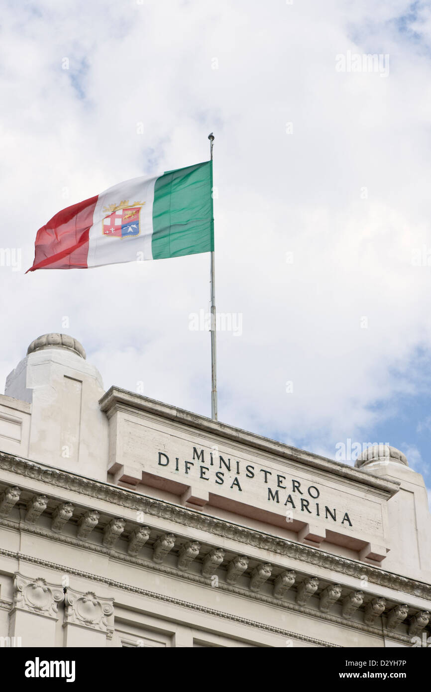 Flag of the Italian Navy over the Italian Navy HQ Stock Photo - Alamy