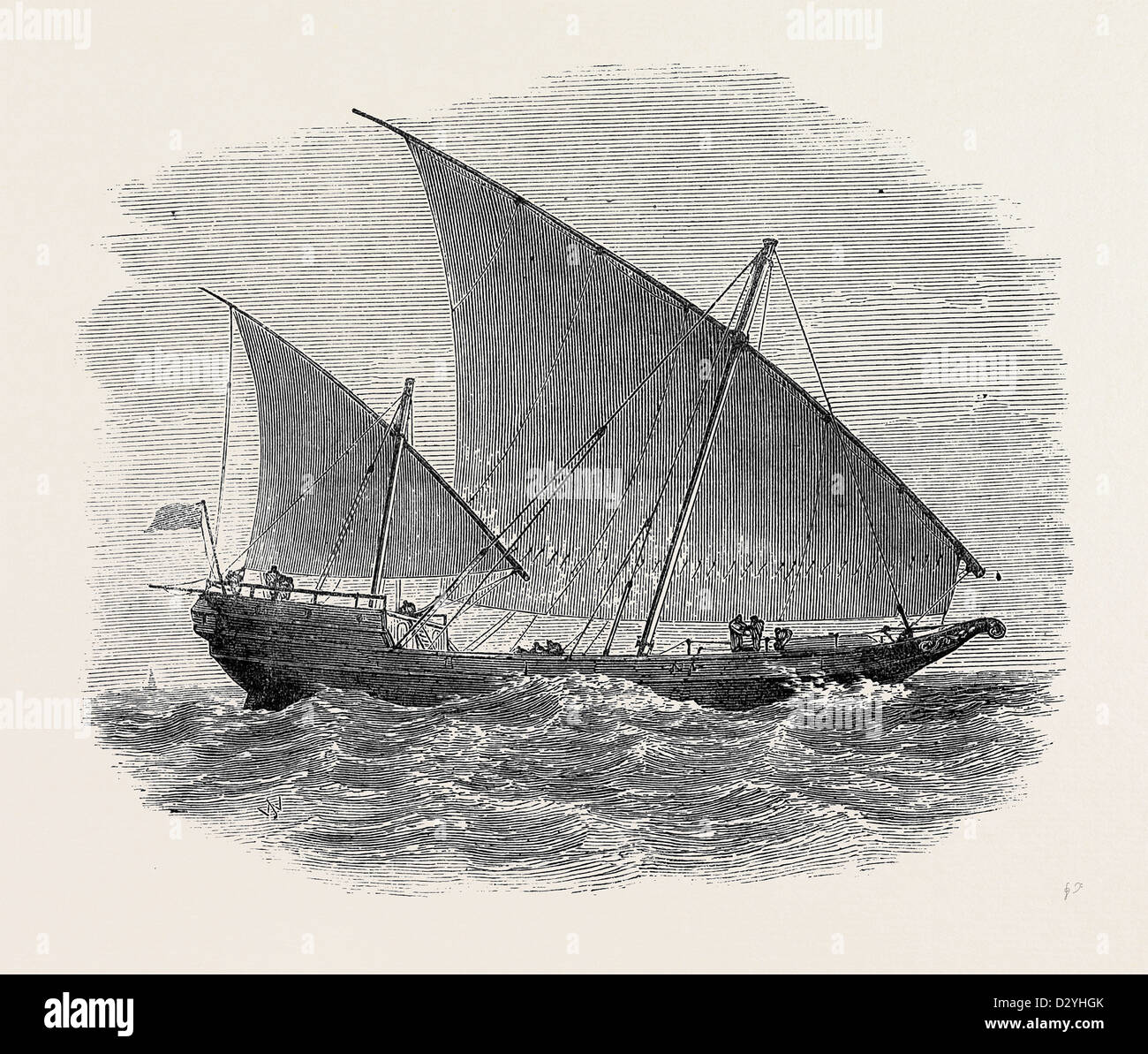 VESSELS USED IN THE ZANZIBAR SLAVE TRADE: BUGALA OR DHOW 1873 Stock ...