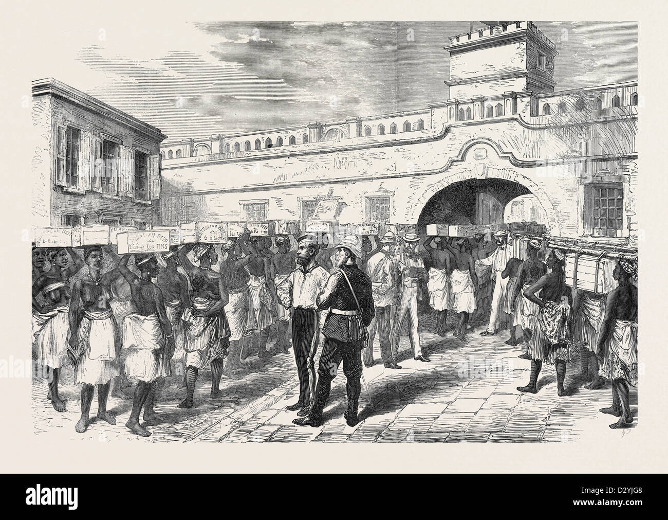 THE ASHANTEE WAR: WOMEN LEAVING CAPE COAST CASTLE WITH PROVISIONS FOR ...