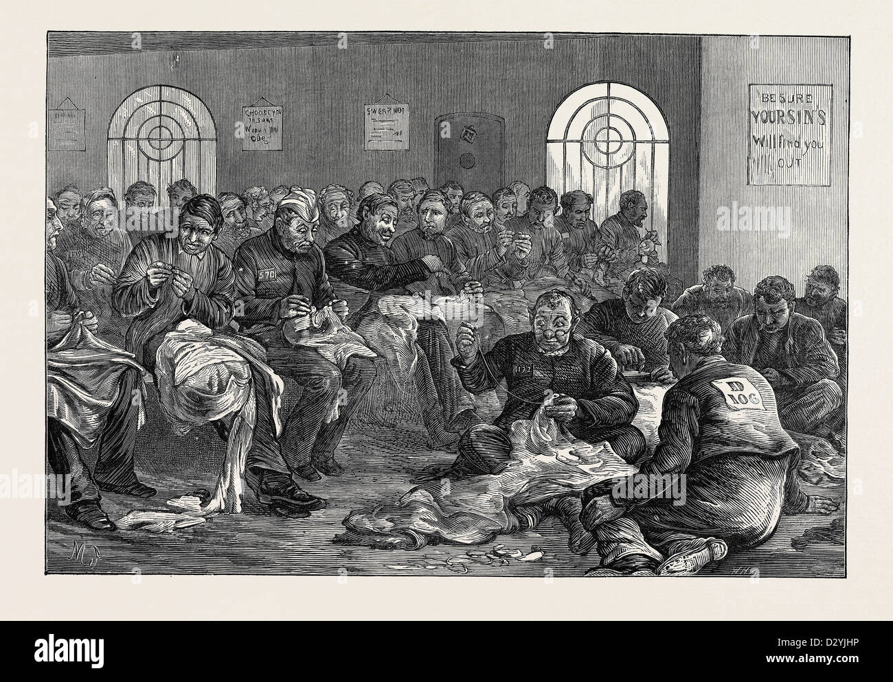 THE CLERKENWELL HOUSE OF CORRECTION: THE NEEDLE ROOM 1874 Stock Photo ...