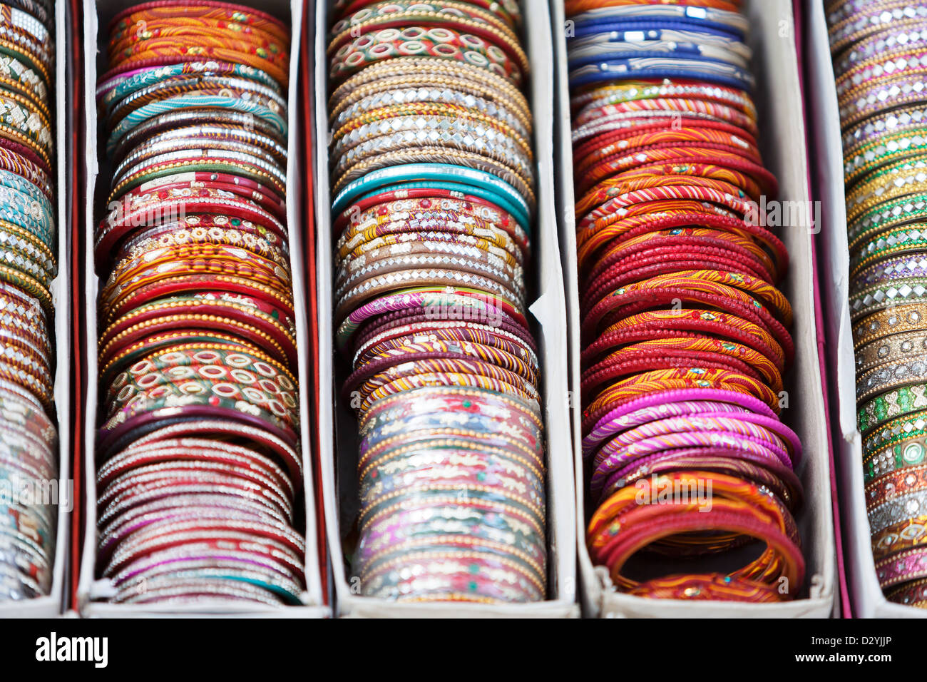 Traditional bangles in the local market in India Stock Photo - Alamy