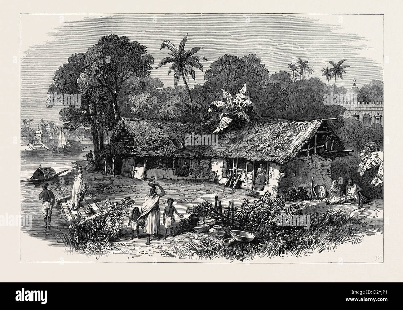 THE FAMINE IN INDIA: A BENGAL VILLAGE 1874 Stock Photo - Alamy