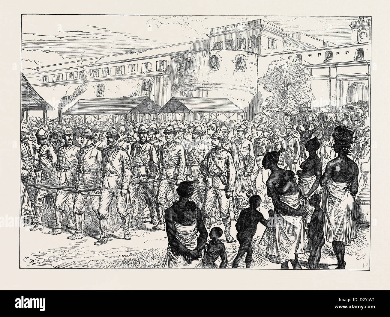 THE ASHANTEE WAR: BRITISH TROOPS LEAVING CAPE COAST CASTLE FOR THE ...