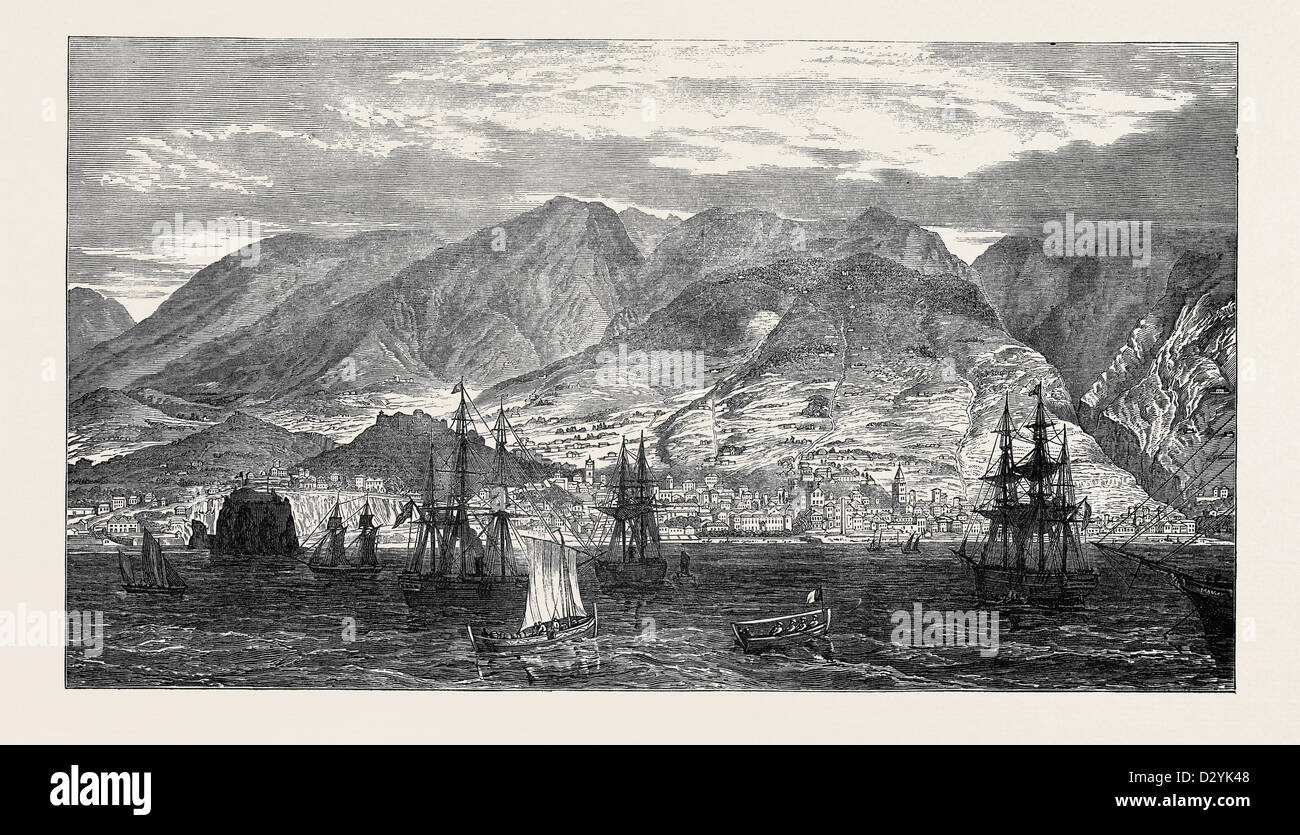 THE BAY AND TOWN OF FUNCHAL MADEIRA. 1874 Stock Photo - Alamy