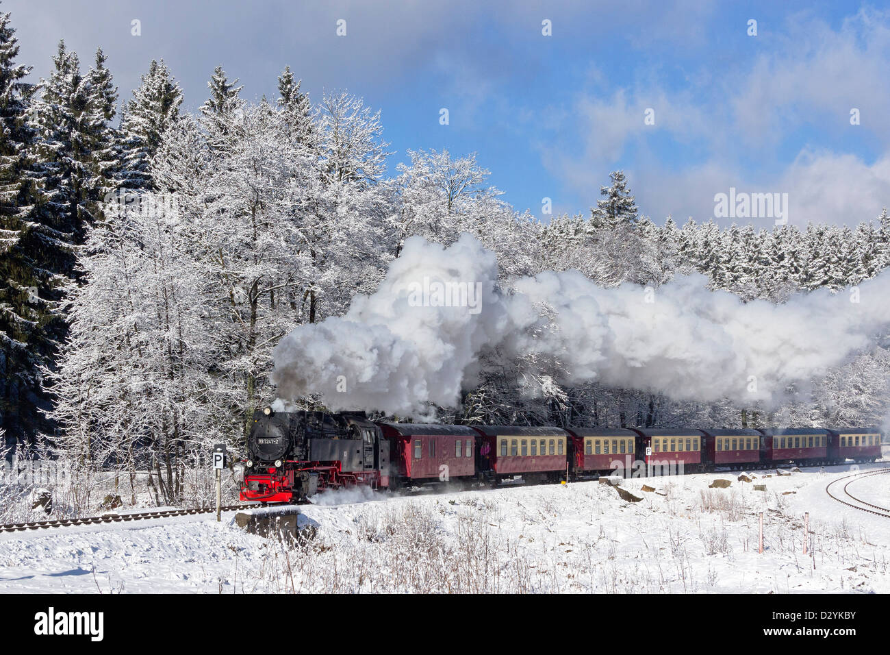 steam train to Brocken Mountain near Drei Annen-Hohne, Harz Mountains ...