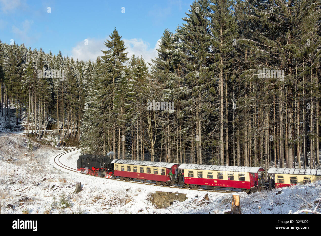 steam train to Brocken Mountain near Drei Annen-Hohne, Harz Mountains ...