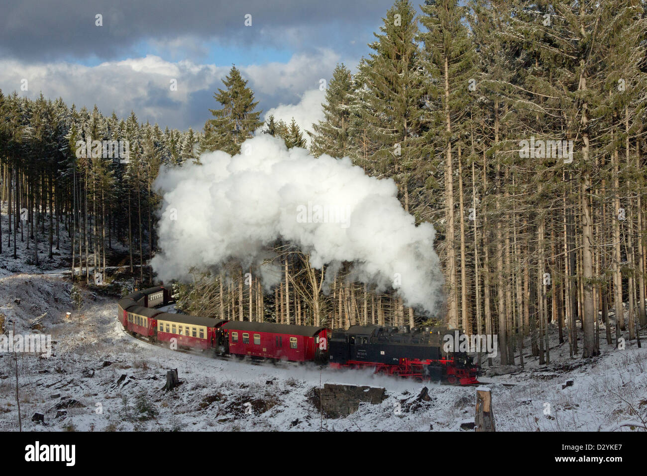 steam train to Brocken Mountain near Drei Annen-Hohne, Harz Mountains ...
