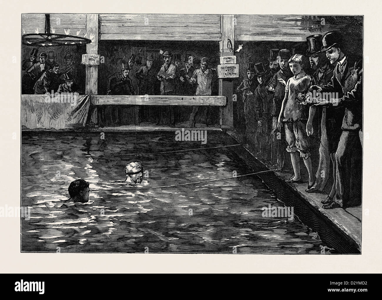THE SIX-DAYS' SWIMMING MATCH IN LAMBETH BATHS 1879 Stock Photo - Alamy