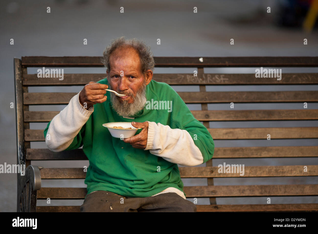 Happy Homeless People Eating