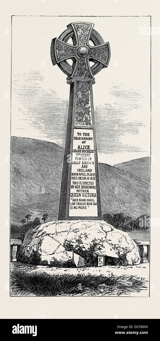 MEMORIAL CROSS OF PRINCESS ALICE AT BALMORAL 1880 Stock Photo - Alamy