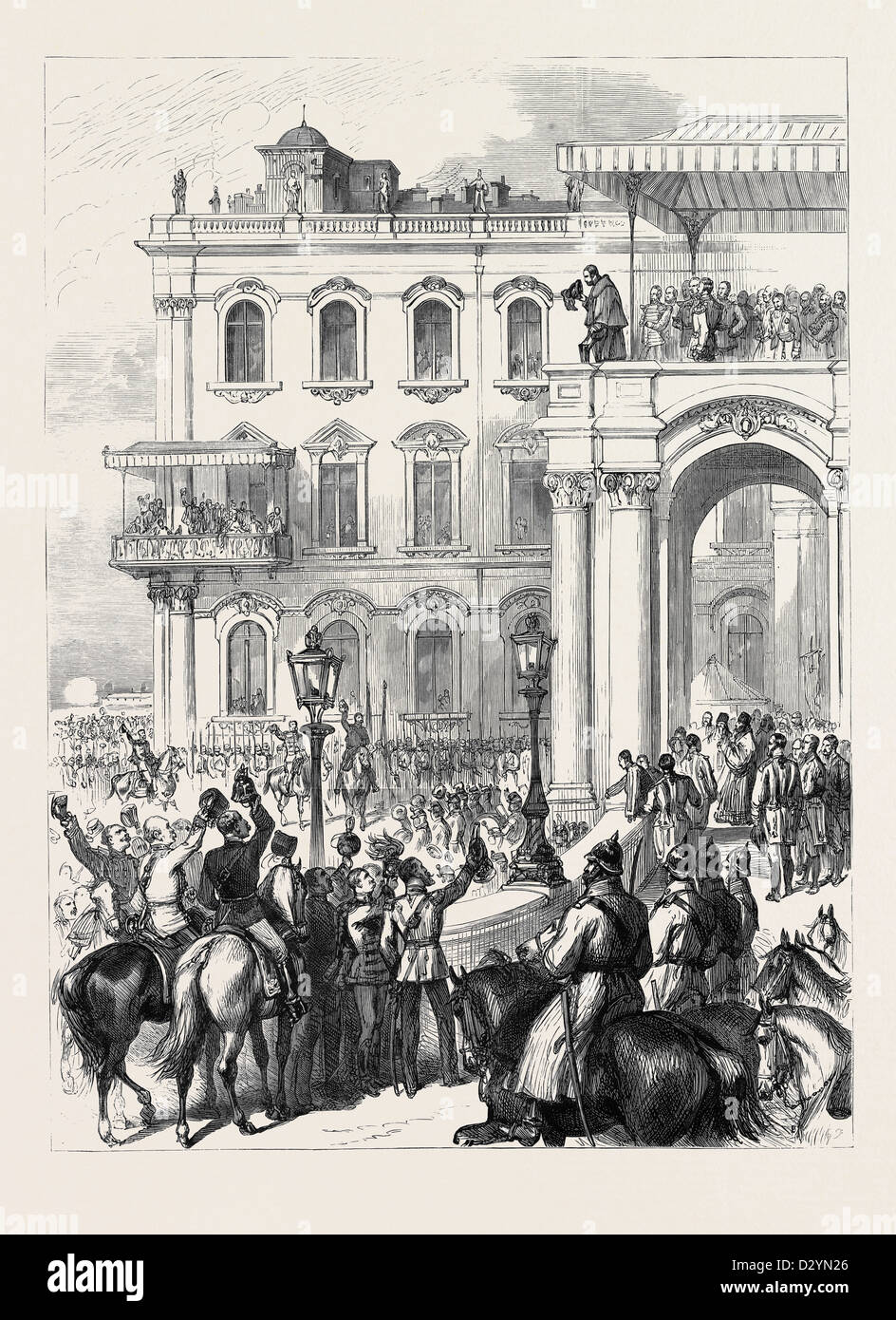 THE EMPEROR OF RUSSIA BOWING TO THE PEOPLE FROM THE SOLTYKOFF BALCONY ...