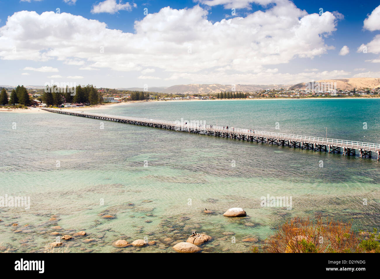Jetty stretches out to Granite Island, tourist attraction in South ...
