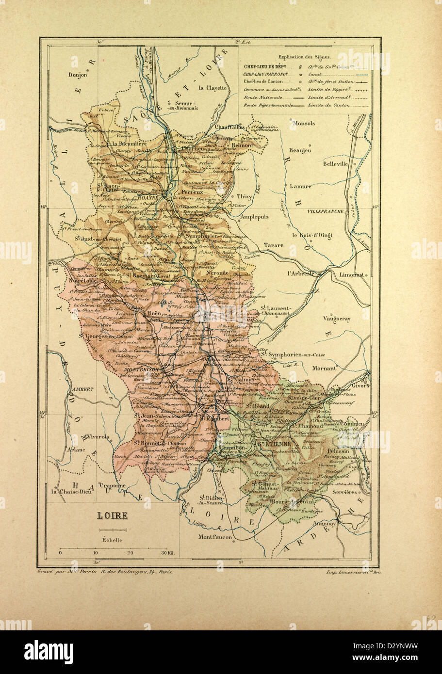MAP OF LOIRE FRANCE Stock Photo - Alamy