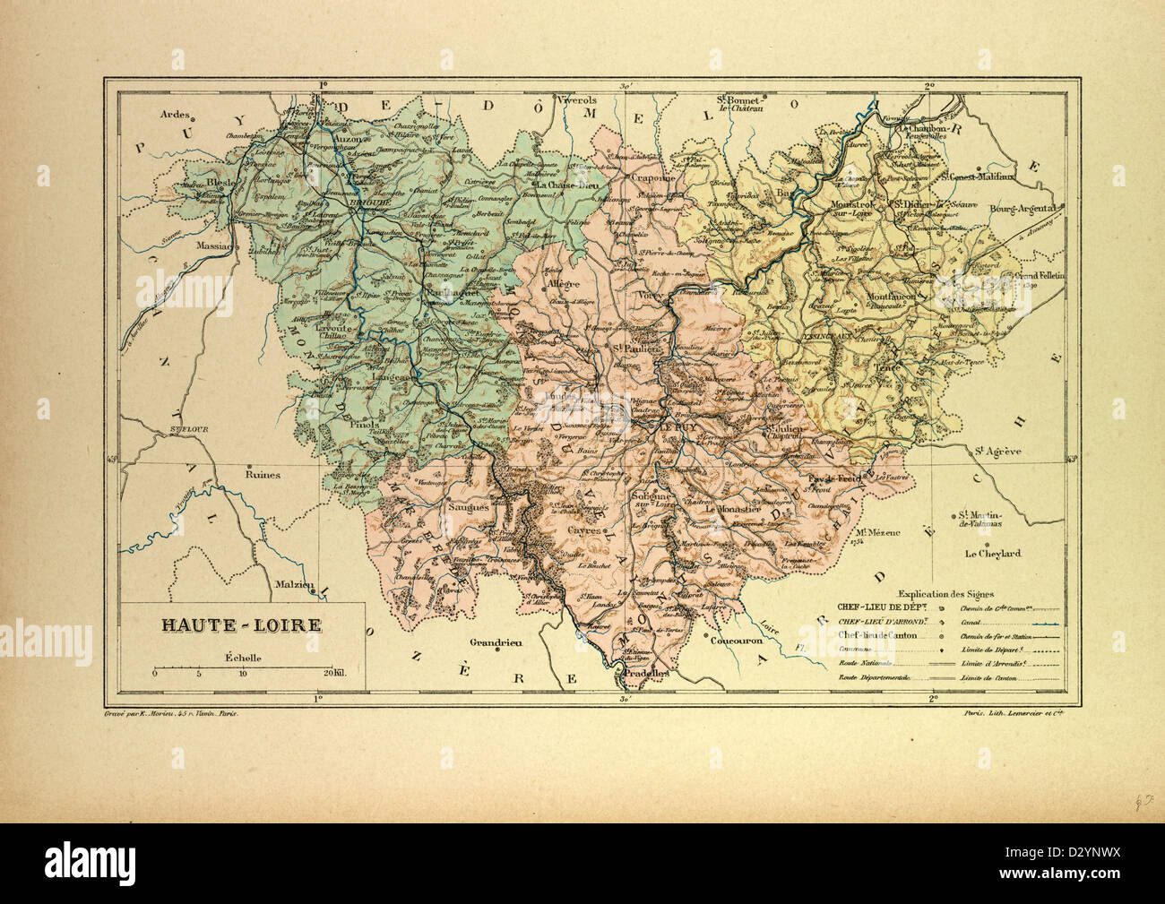 MAP OF HAUTE-LOIRE FRANCE Stock Photo - Alamy