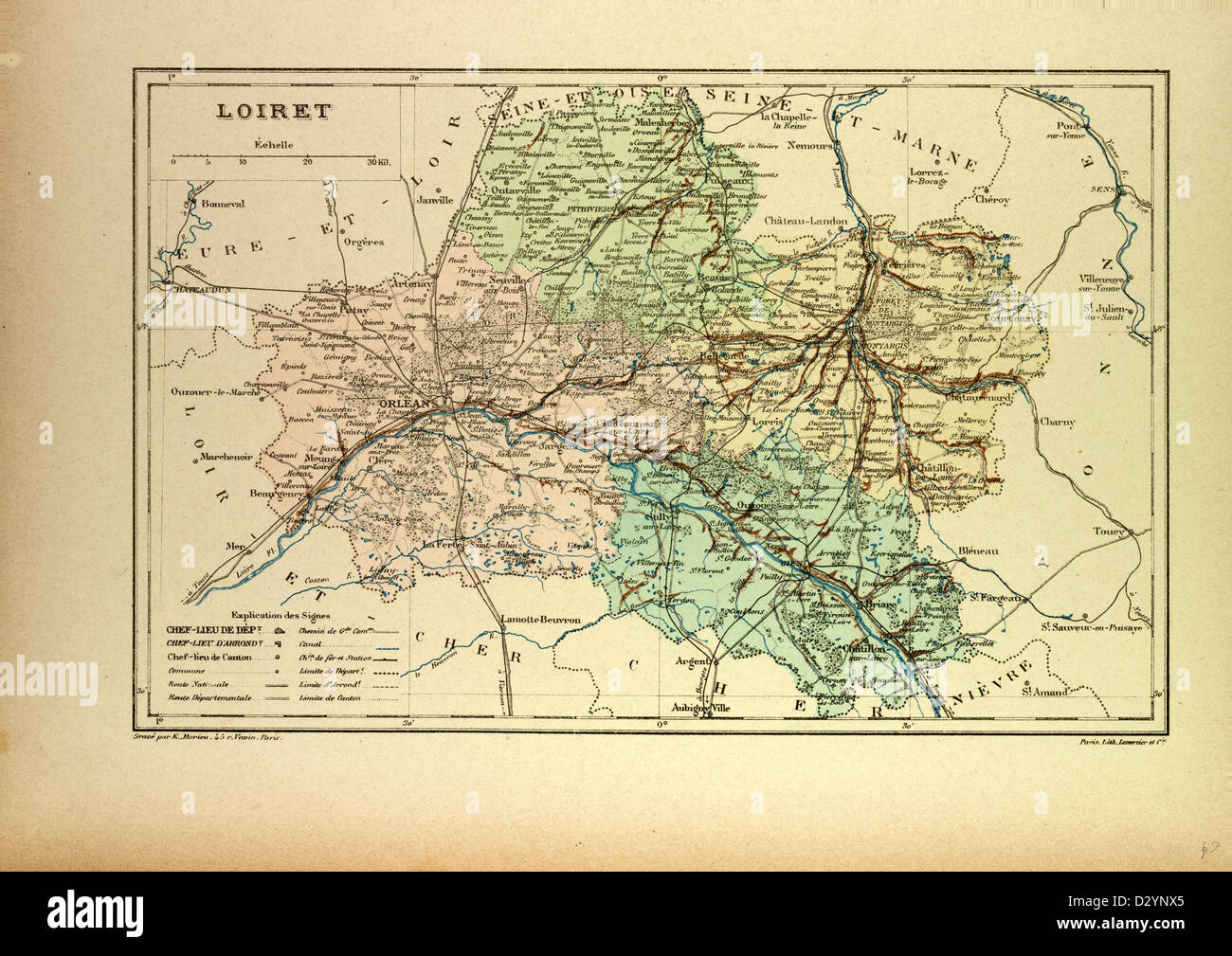 MAP OF LOIRET FRANCE Stock Photo - Alamy