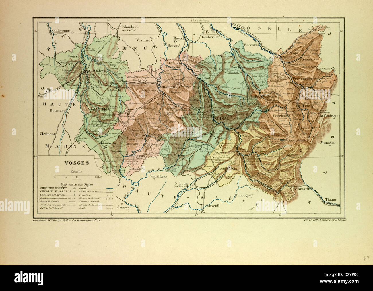 MAP OF VOSGES FRANCE Stock Photo - Alamy