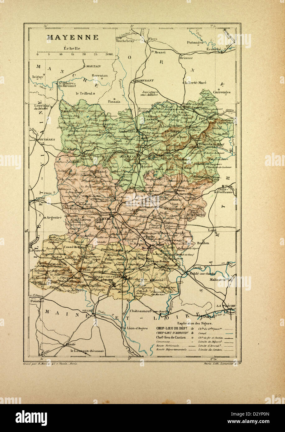 MAP OF MAYENNE FRANCE Stock Photo - Alamy