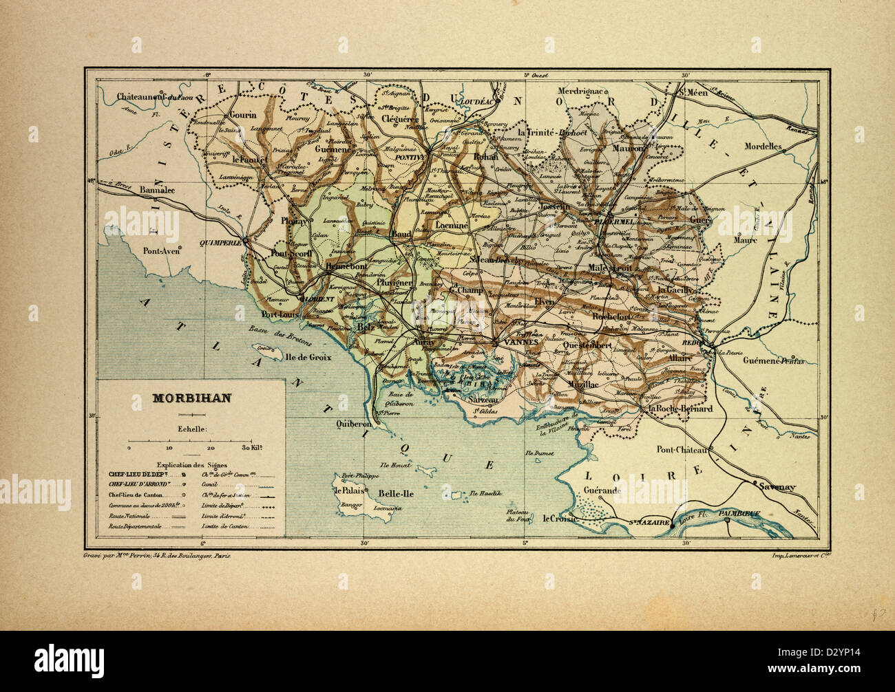 MAP OF MORBIHAN FRANCE Stock Photo - Alamy