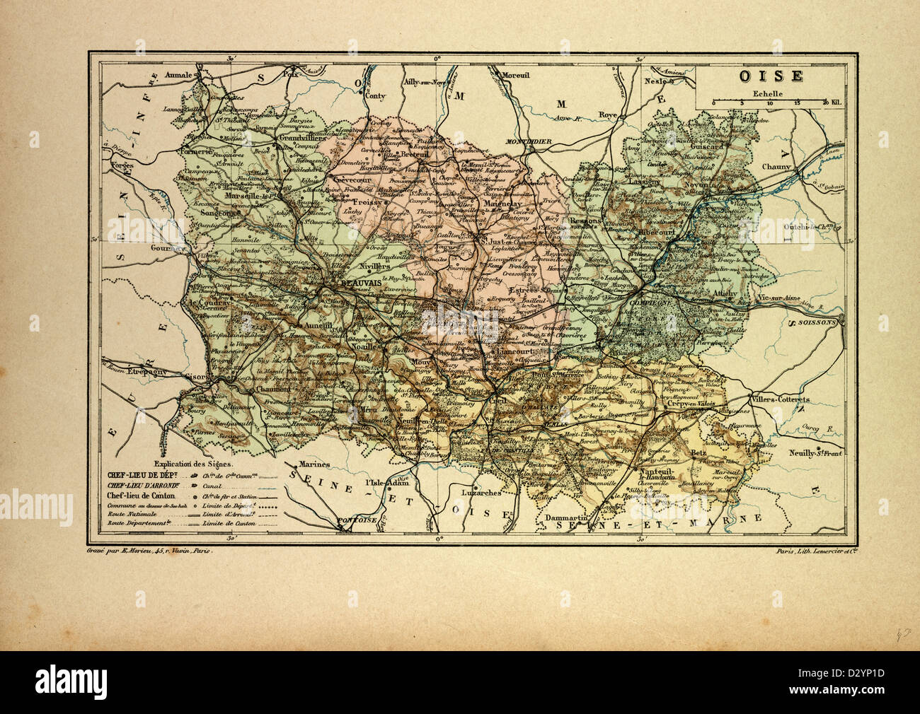 MAP OF OISE FRANCE Stock Photo - Alamy
