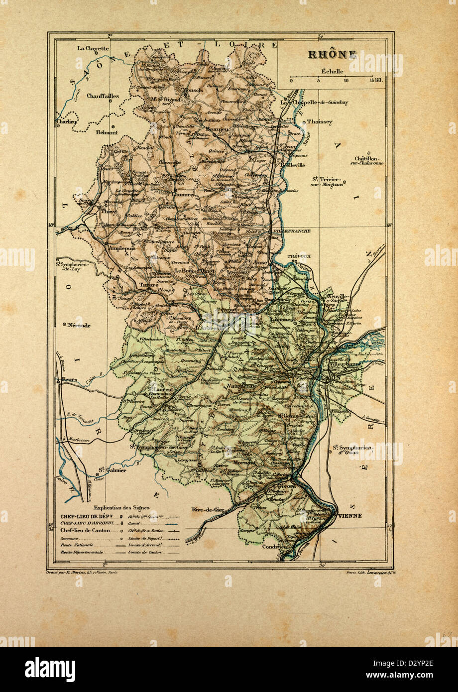 MAP OF RHÔNE FRANCE Stock Photo - Alamy