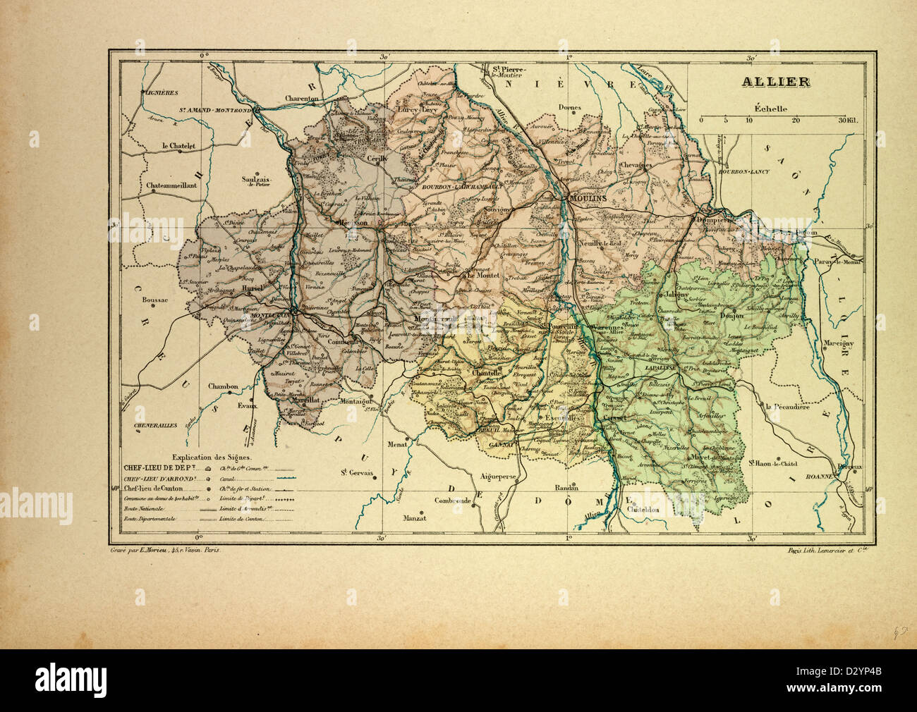 Map of allier hi-res stock photography and images - Alamy