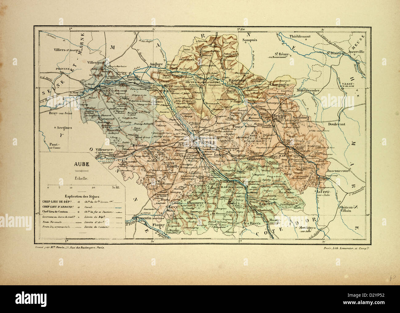 MAP OF AUBE FRANCE Stock Photo - Alamy