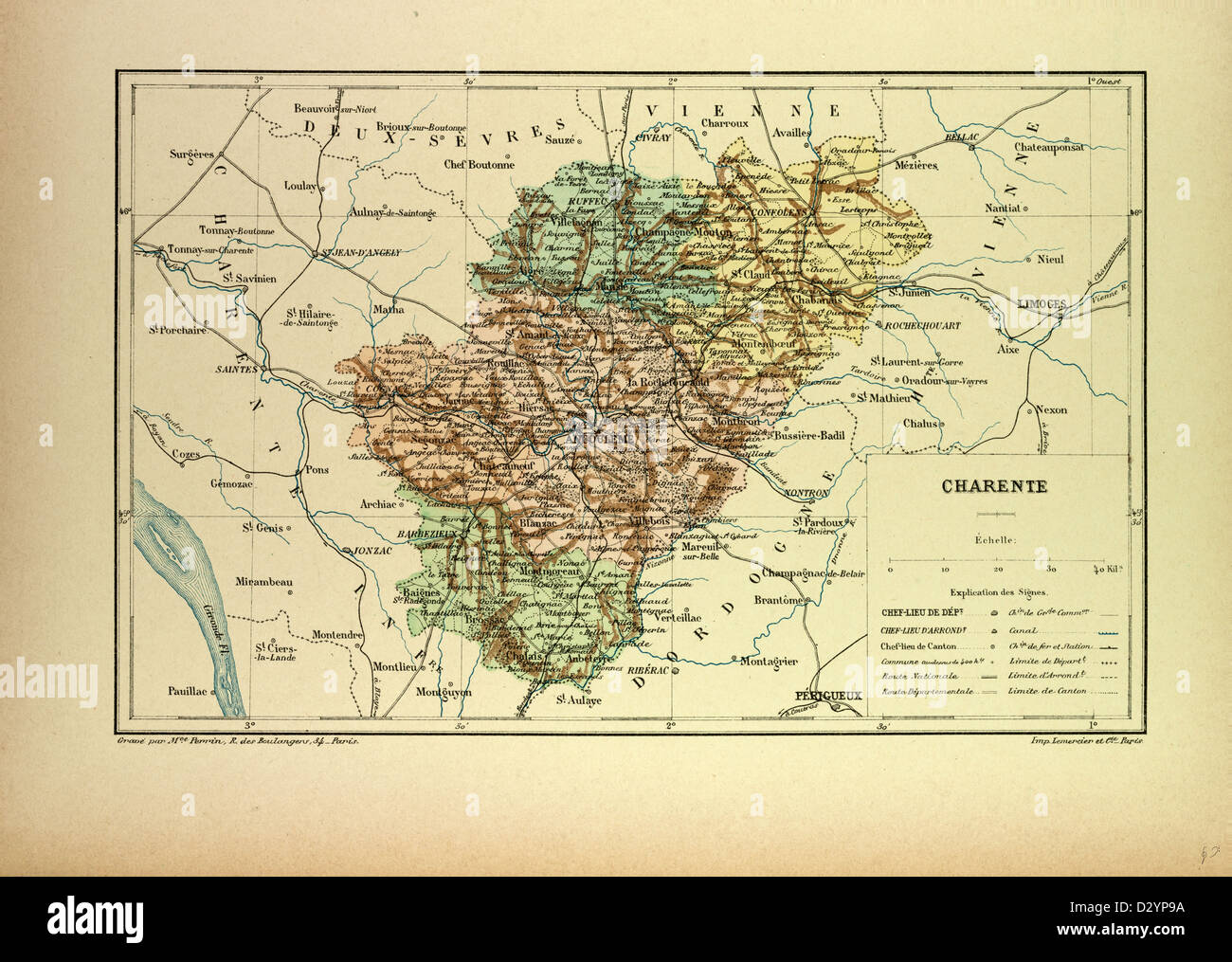 MAP OF CHARENTE FRANCE Stock Photo - Alamy