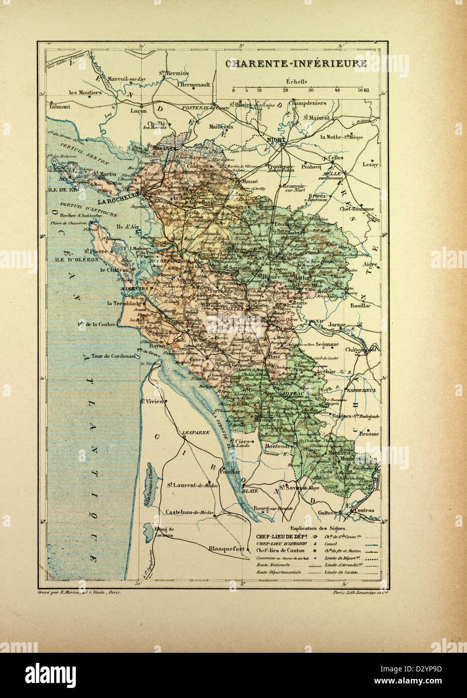 MAP OF CHARENTE-INFÉRIEURE FRANCE Stock Photo - Alamy