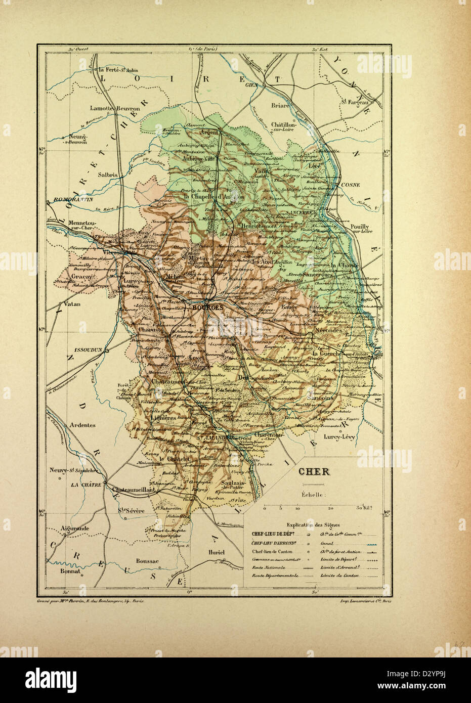 MAP OF CHER FRANCE Stock Photo - Alamy