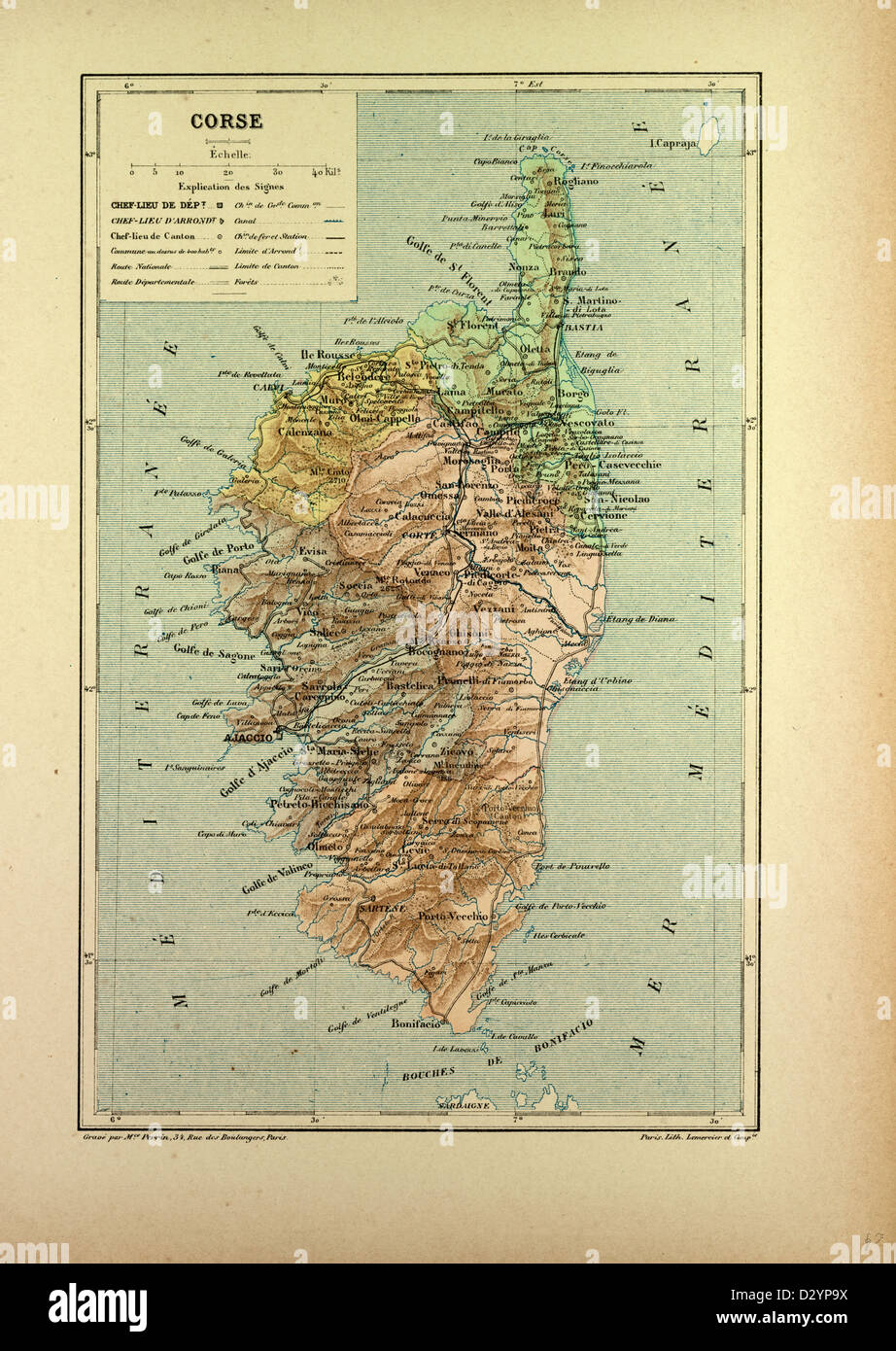 MAP OF CORSE FRANCE Stock Photo - Alamy