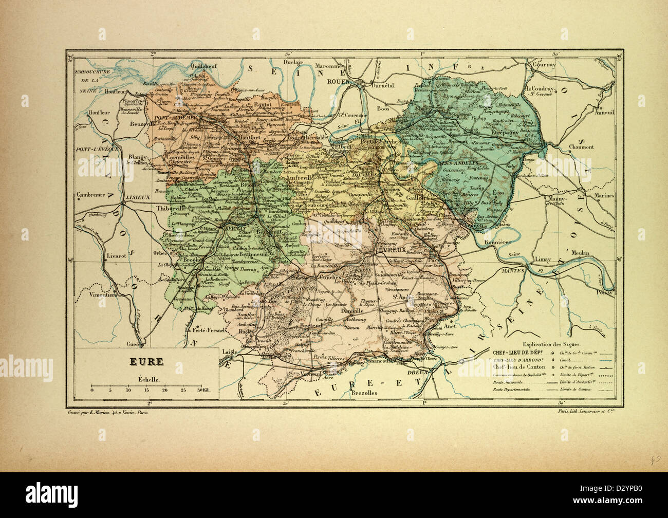 MAP OF EURE FRANCE Stock Photo - Alamy
