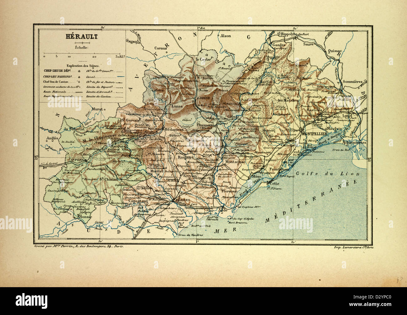 MAP OF HÉRAULT FRANCE Stock Photo - Alamy