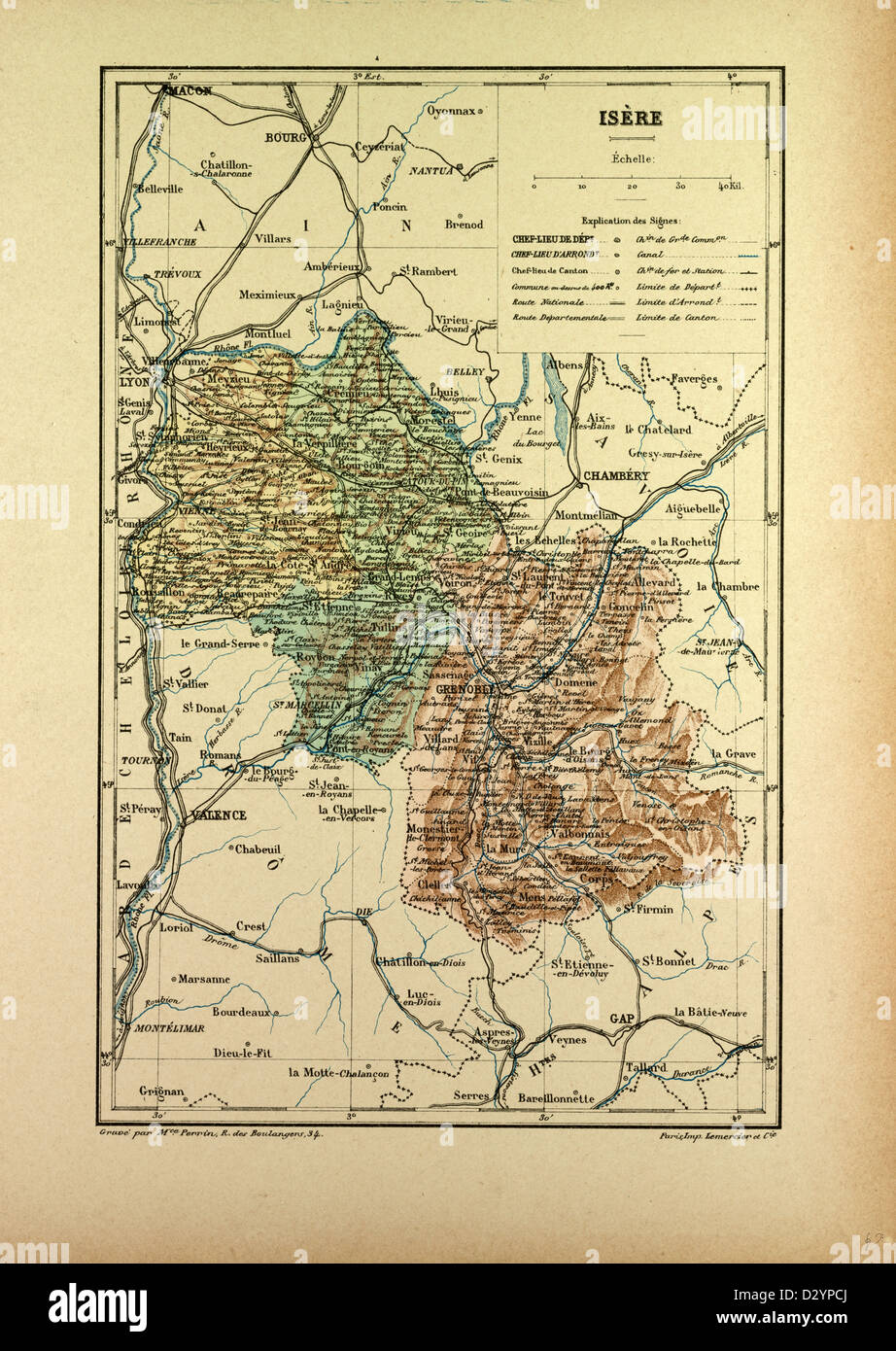 MAP OF ISÈRE FRANCE Stock Photo - Alamy