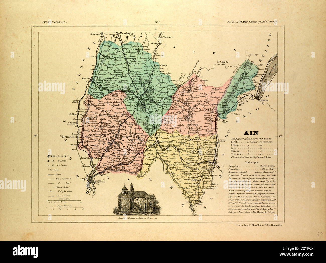 MAP OF AIN FRANCE Stock Photo - Alamy