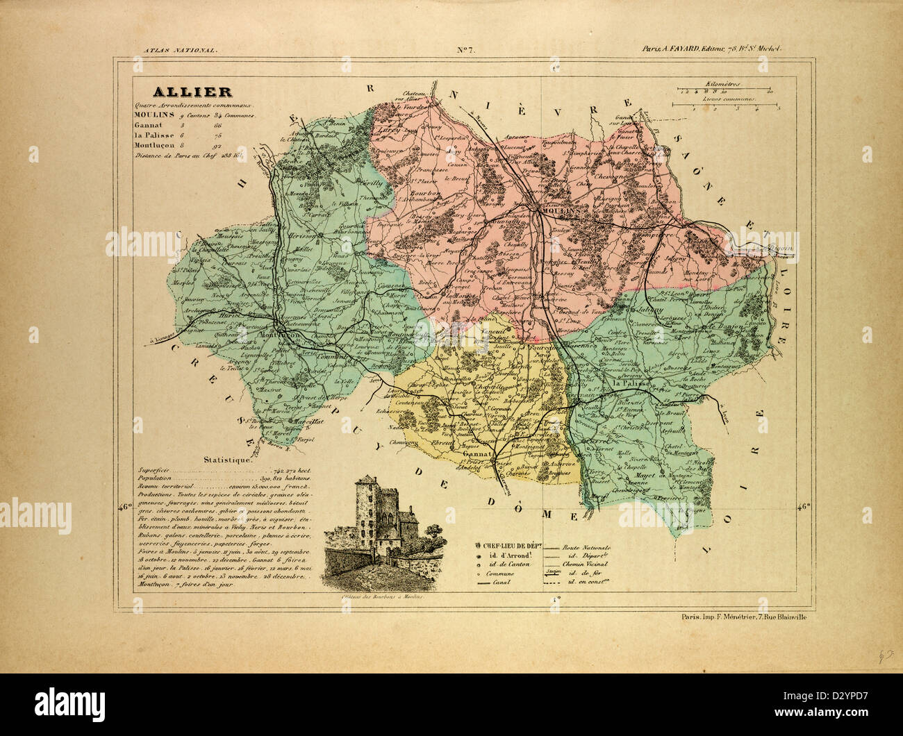 MAP OF ALLIER FRANCE Stock Photo - Alamy