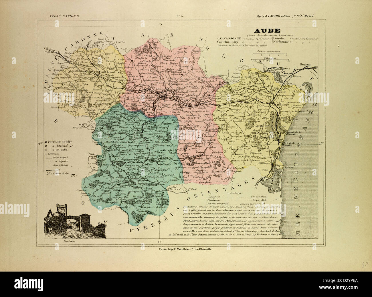 MAP OF AUDE FRANCE Stock Photo - Alamy