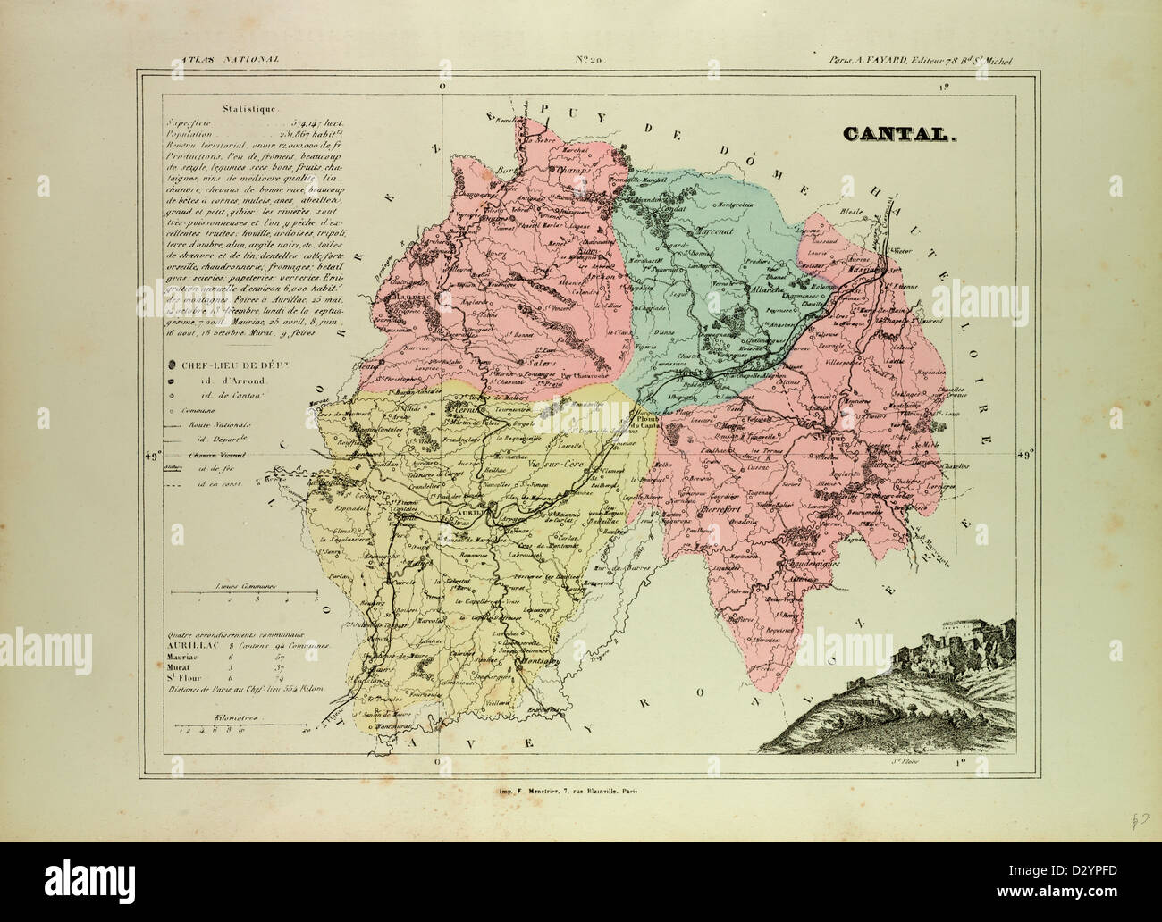 MAP OF CANTAL FRANCE Stock Photo - Alamy