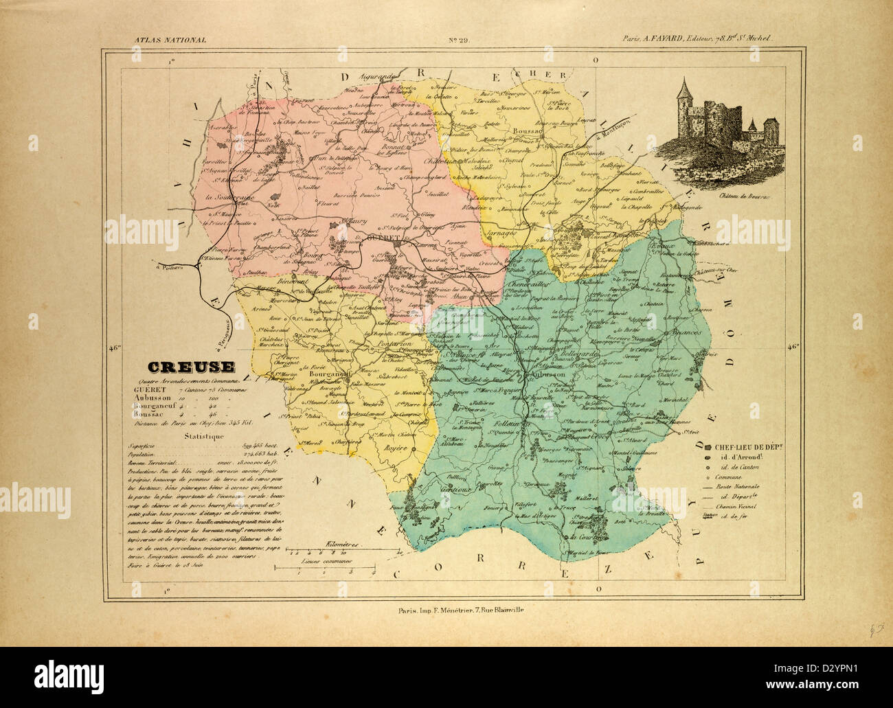 MAP OF CREUSE FRANCE Stock Photo - Alamy