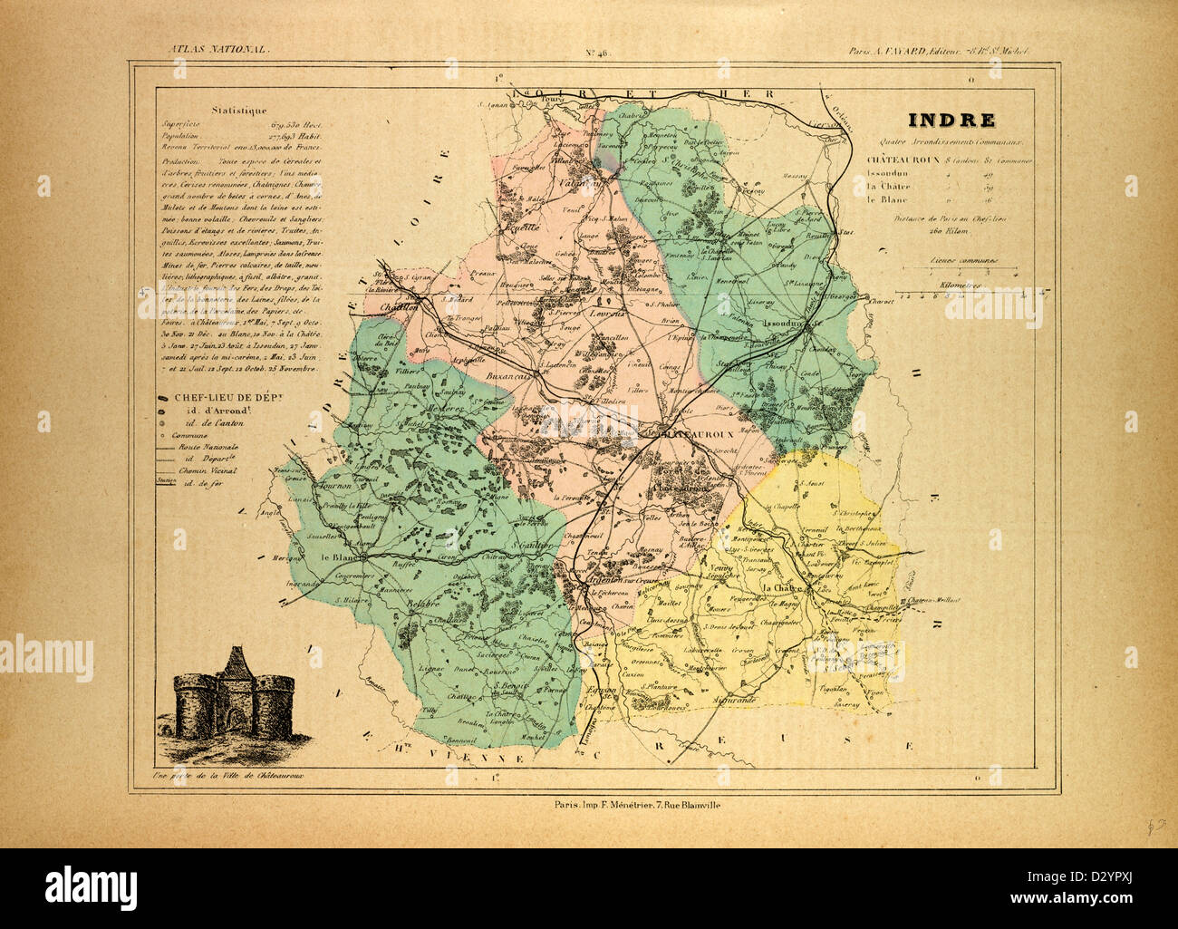 MAP OF INDRE FRANCE Stock Photo - Alamy