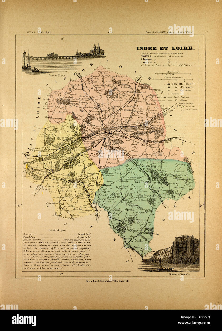 MAP OF INDRE ET LOIRE FRANCE Stock Photo - Alamy