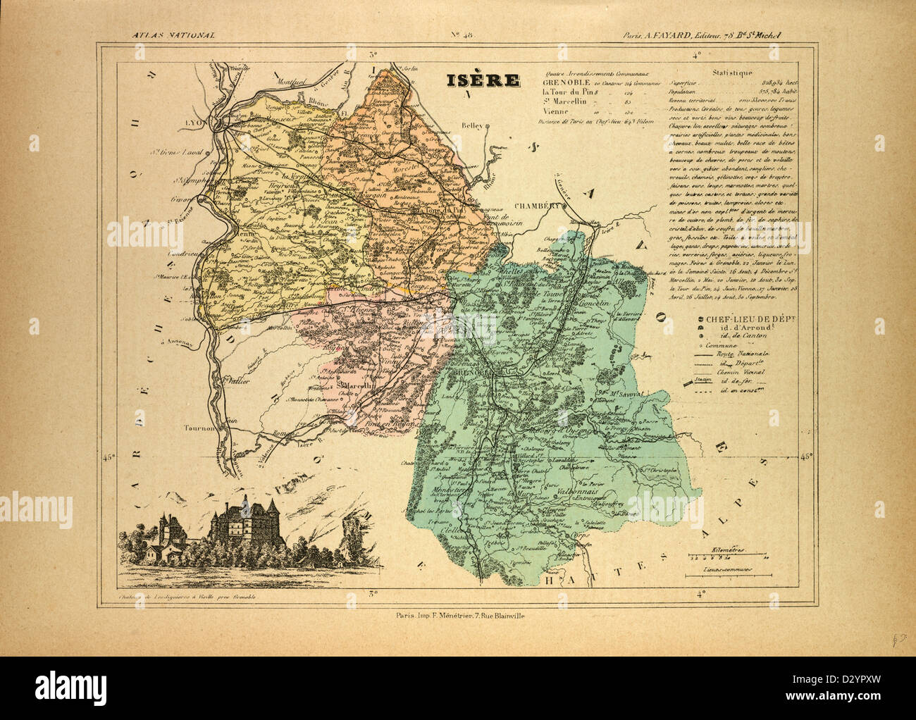 MAP OF ISÈRE FRANCE Stock Photo - Alamy