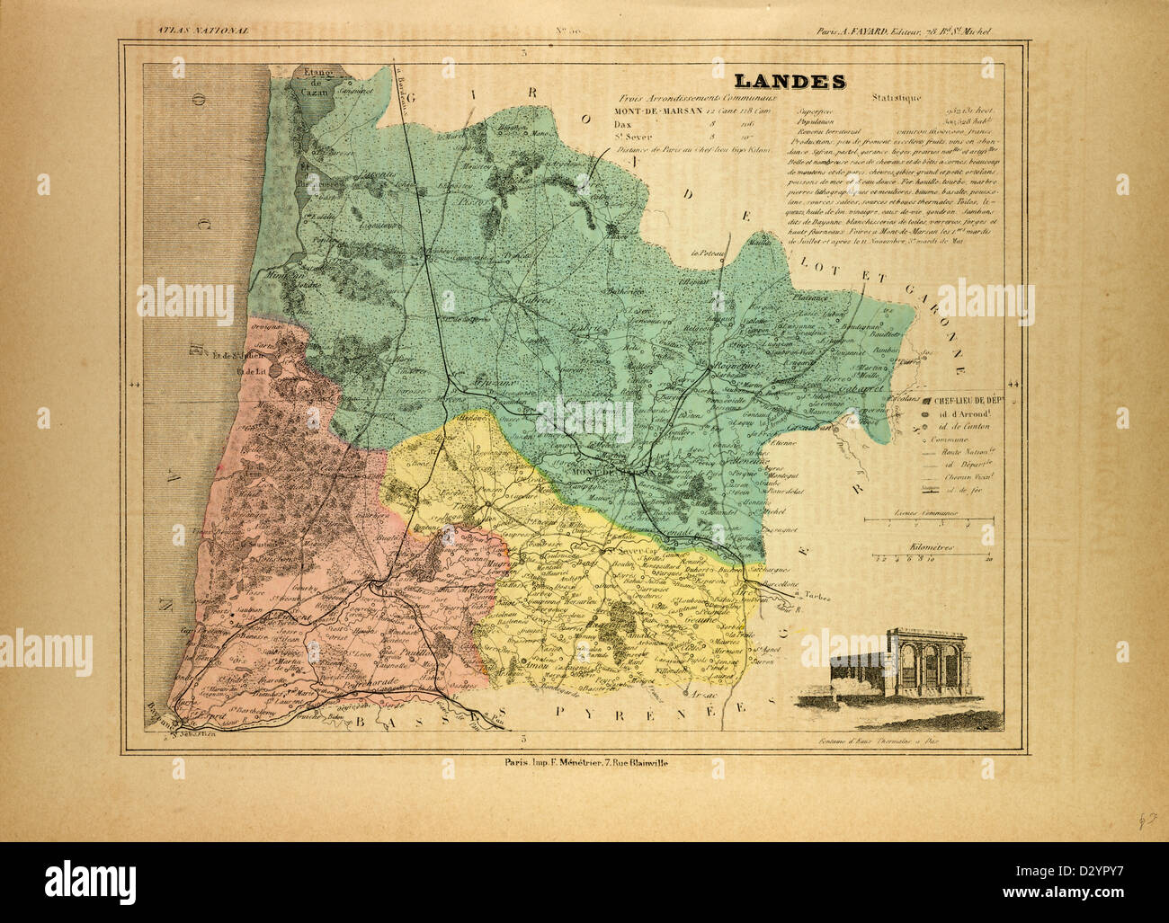 MAP OF LANDES FRANCE Stock Photo - Alamy