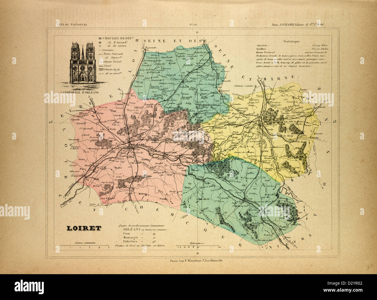 MAP OF LOIRET FRANCE Stock Photo - Alamy