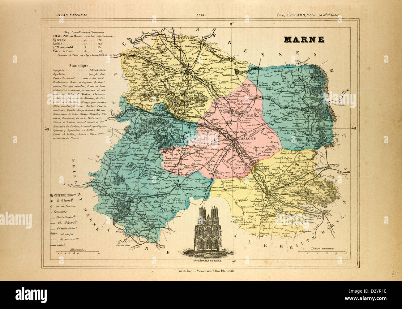 MAP OF MARNE FRANCE Stock Photo - Alamy