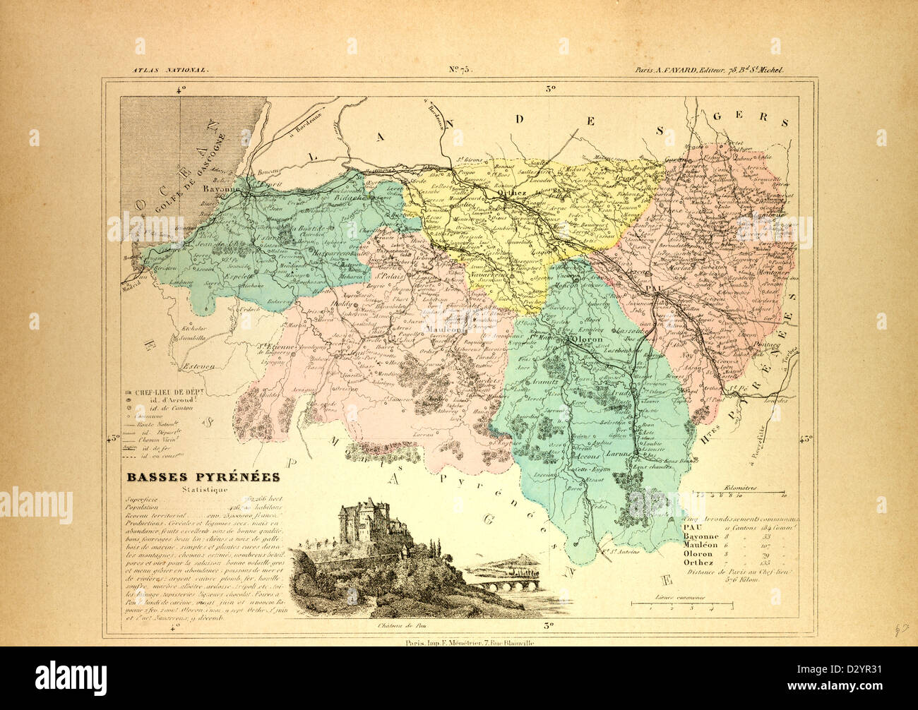 MAP OF BASSES PYRÉNÉES FRANCE Stock Photo - Alamy