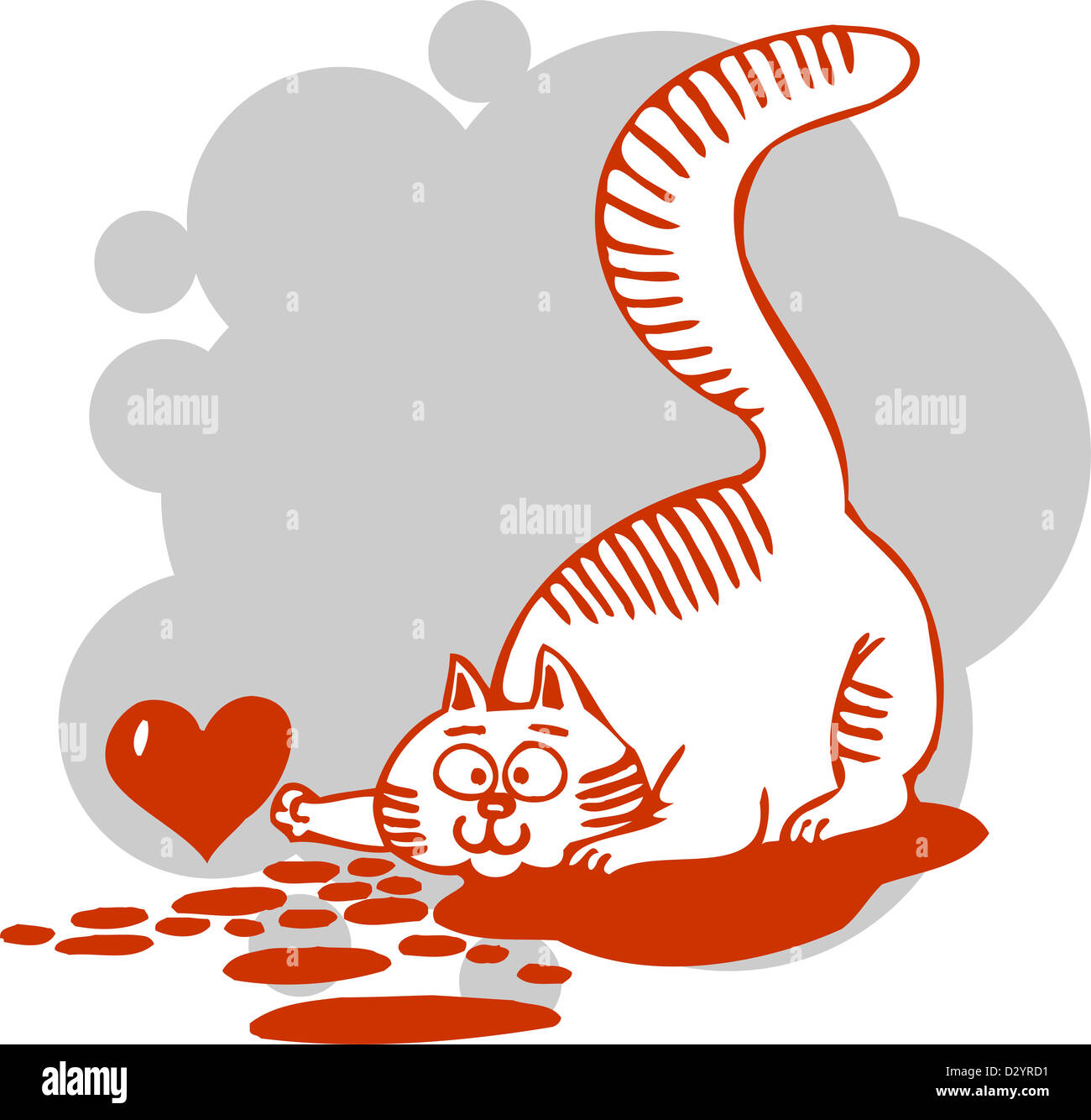 Cat playing with a heart Stock Photo - Alamy