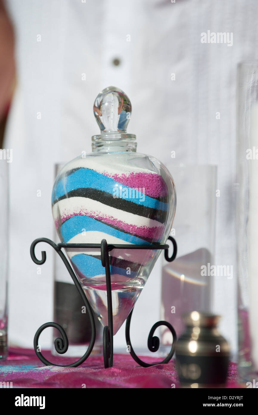 A unity sand container at a wedding, after it has been filled Stock ...