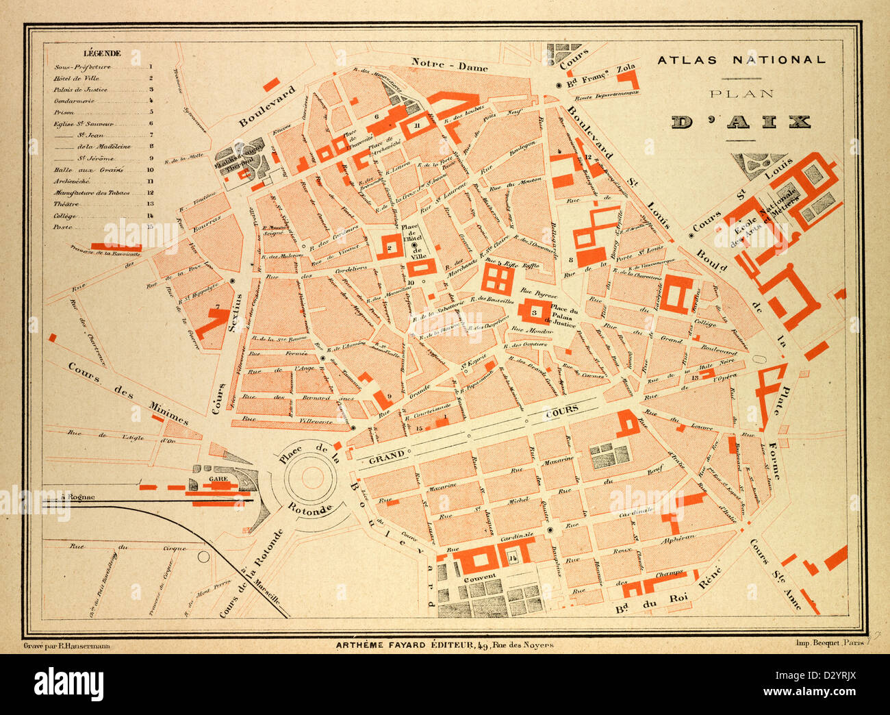 MAP OF AIX FRANCE Stock Photo - Alamy
