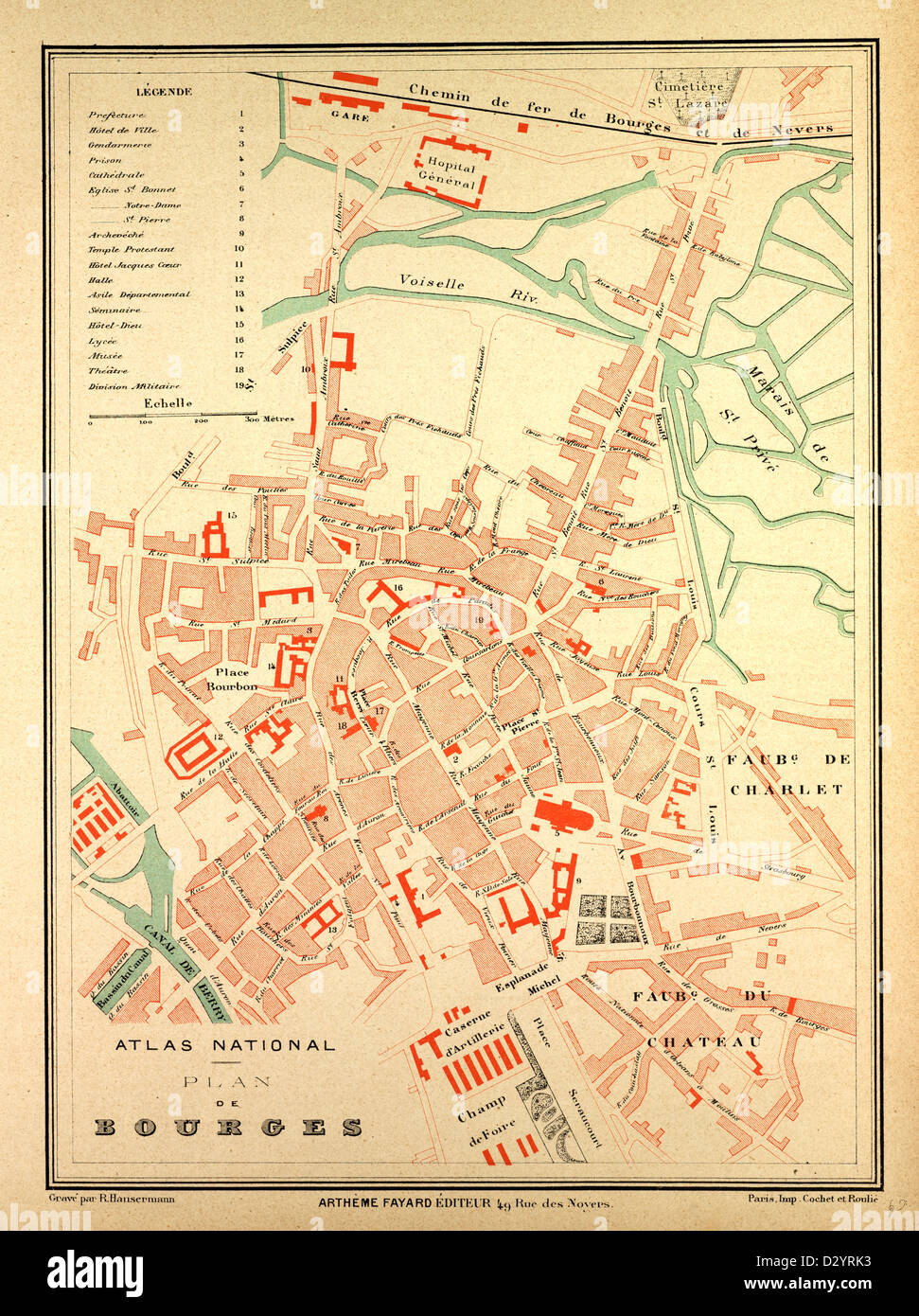 MAP OF BOURGES FRANCE Stock Photo - Alamy