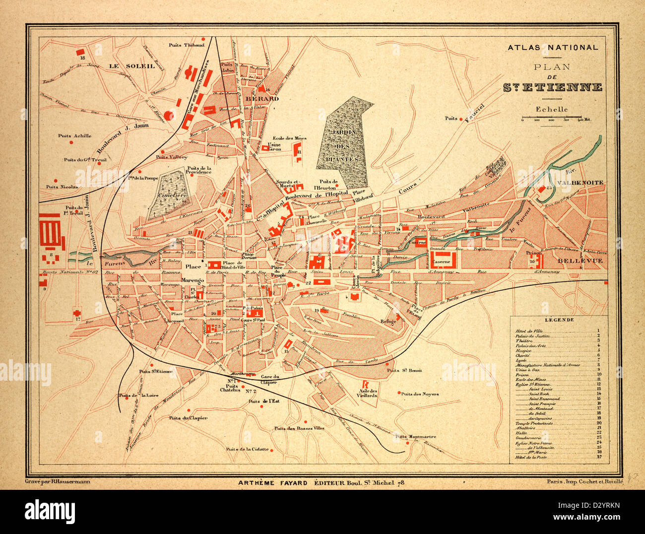 MAP OF ST. ETIENNE FRANCE Stock Photo - Alamy